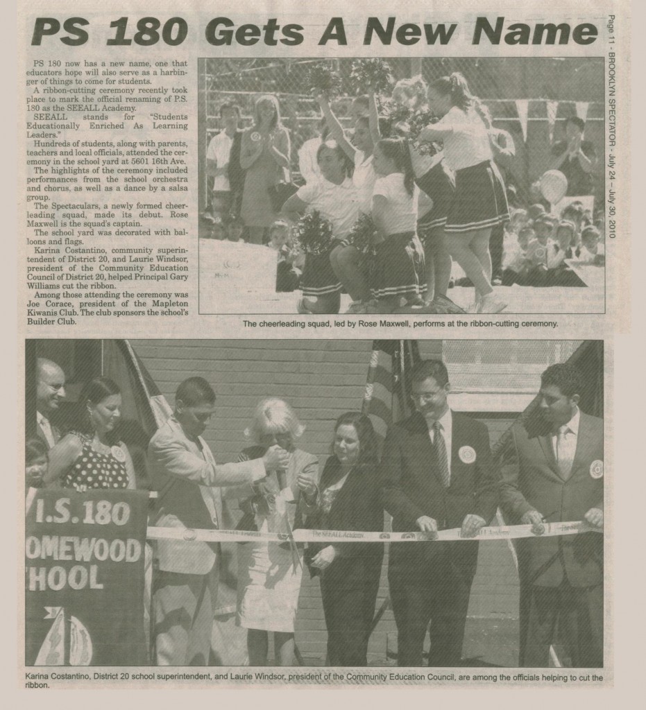 The SEEALL Academy (P.S. / I.S. 180) » In the News…